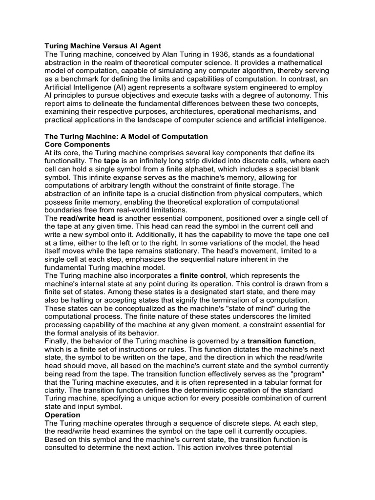 Turing Machine Vs AI Agent | PDF | Artificial Intelligence ...