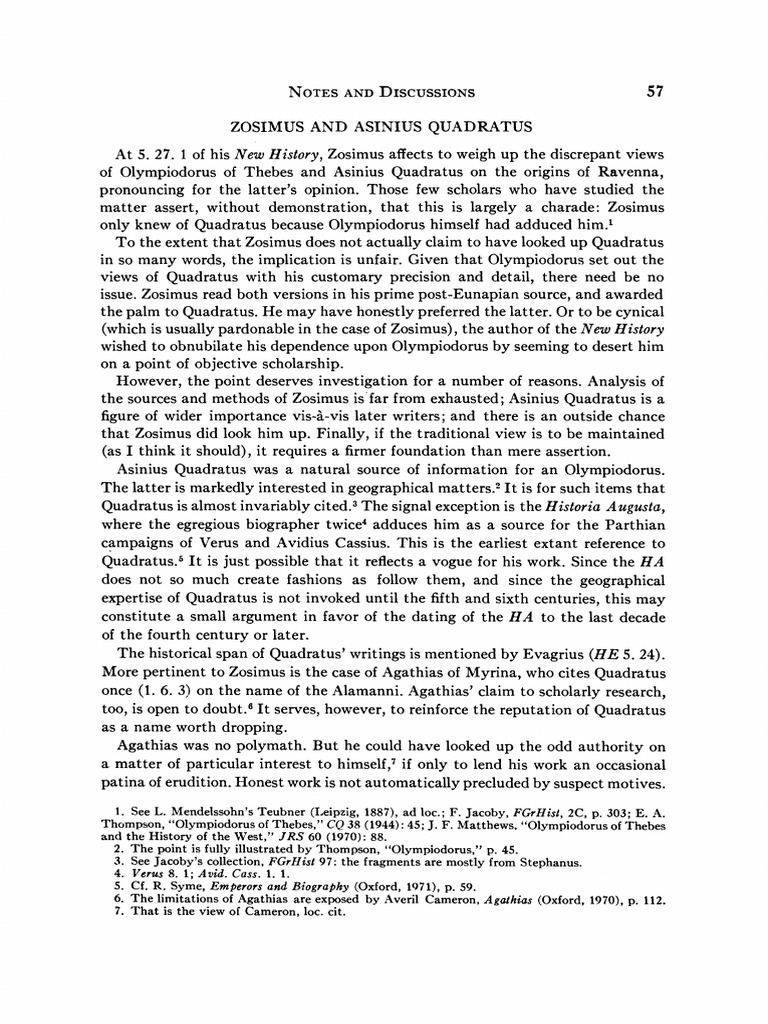 Baldwin - 1979 - Zosimus and Asinius Quadratus | PDF