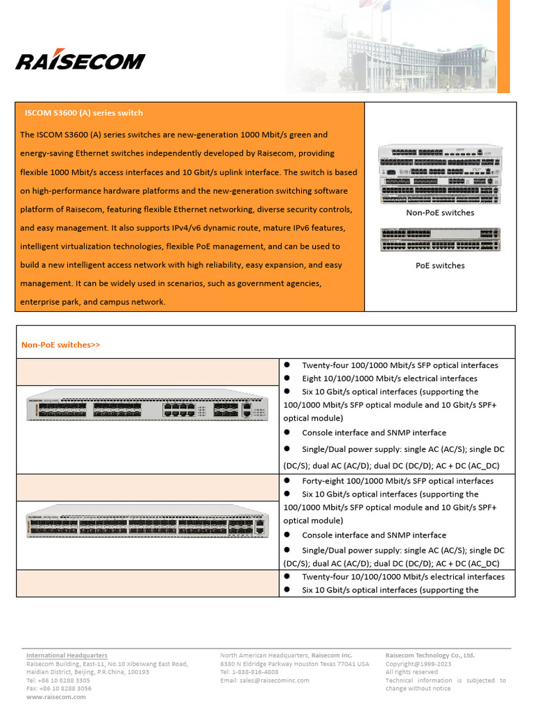 ISCOM S3600 Series Switches Overview | PDF | I Pv6 | Computer Network