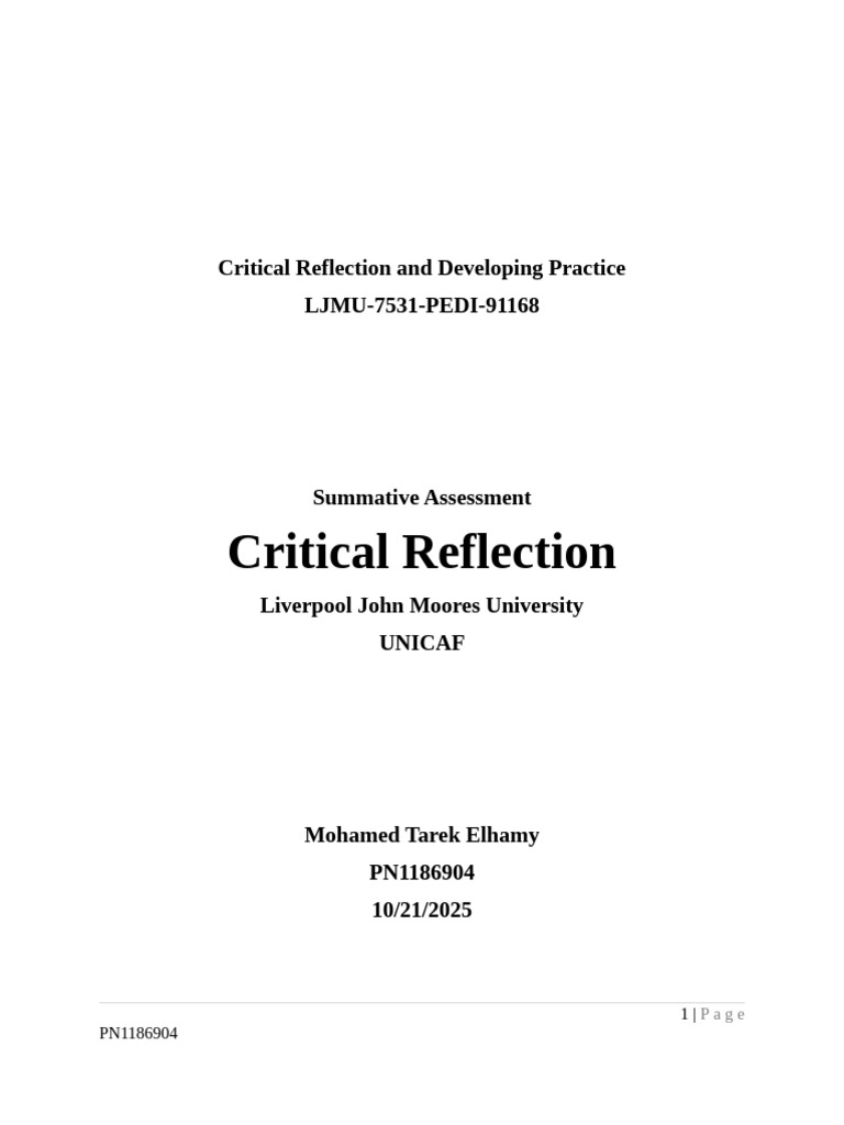 Critical Reflection | PDF | Mentorship | Learning