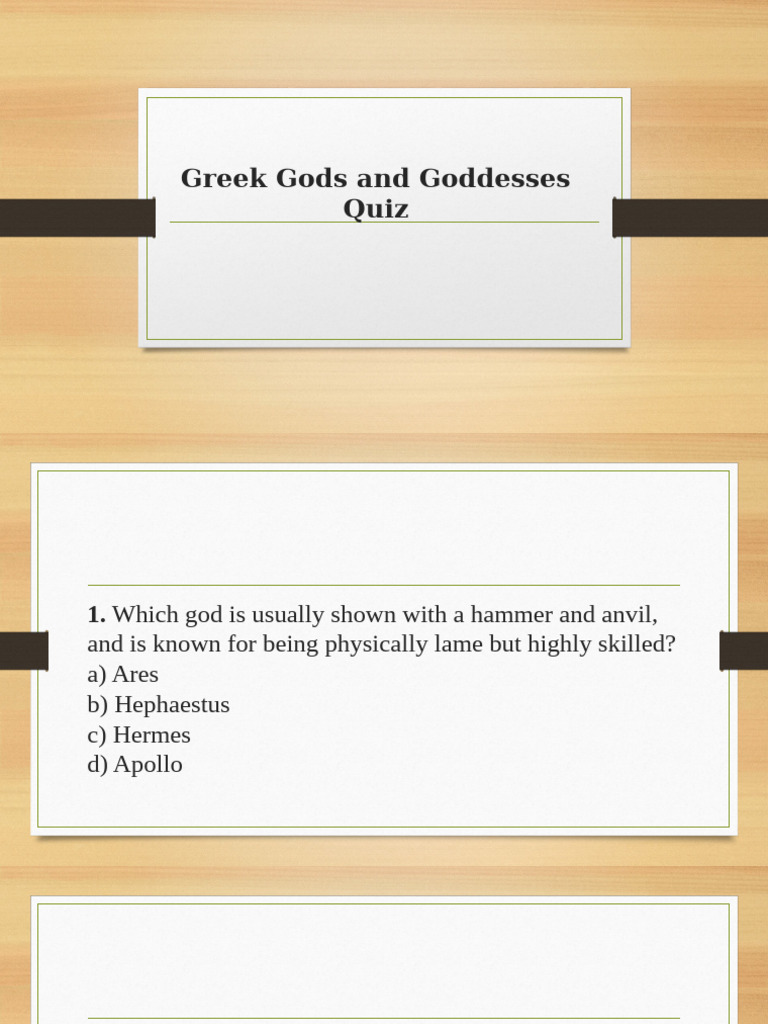 Greek Gods and Goddesses Quiz | PDF | Twelve Olympians | Zeus