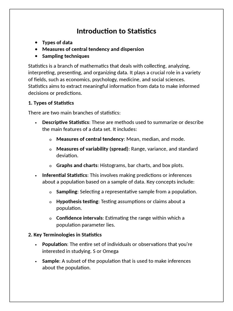 Introduction To Statistics | PDF | Statistics | Statistical Theory