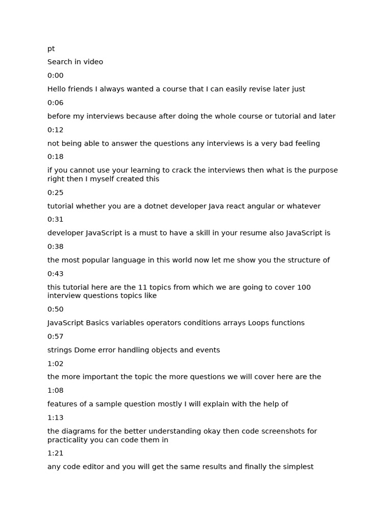 JavaScript Interview Prep: 100 Questions | PDF | Data Type | Scope ...