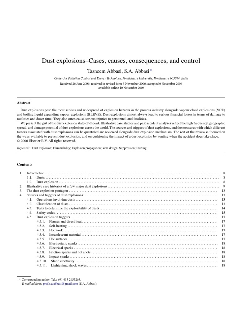 Dust Explosion | PDF | Technology & Engineering