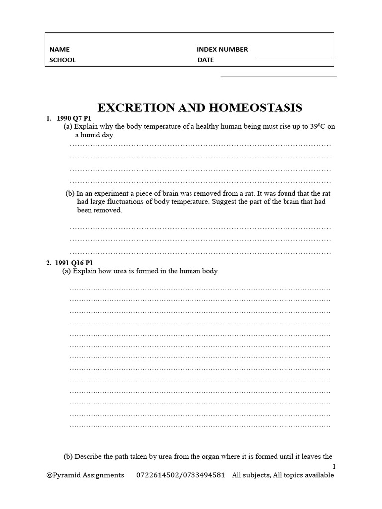 Excretion and Homeostasis | PDF | Biology