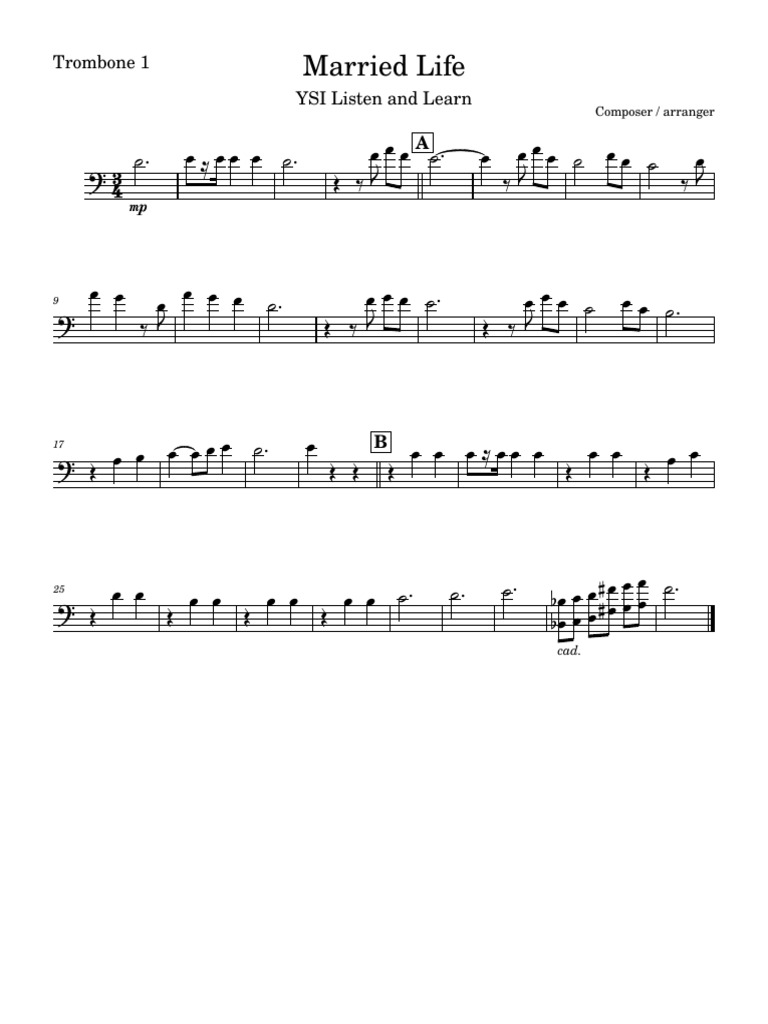 Married Life-Trombone 1 | PDF