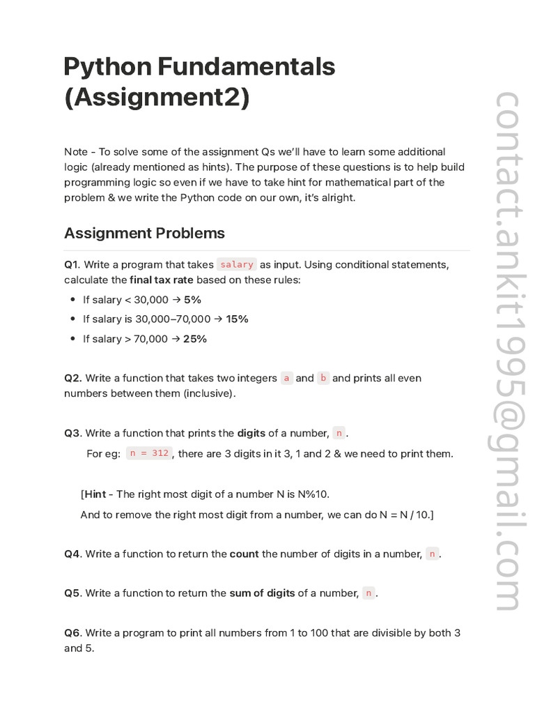 Python Fundamentals - Assignment2 | PDF | Numbers | Function (Mathematics)