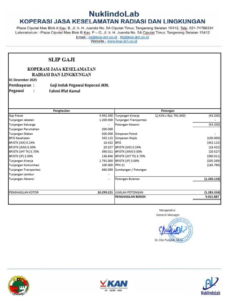 Slip Gaji September 2025 - Fahmi Iffat Kamal | PDF