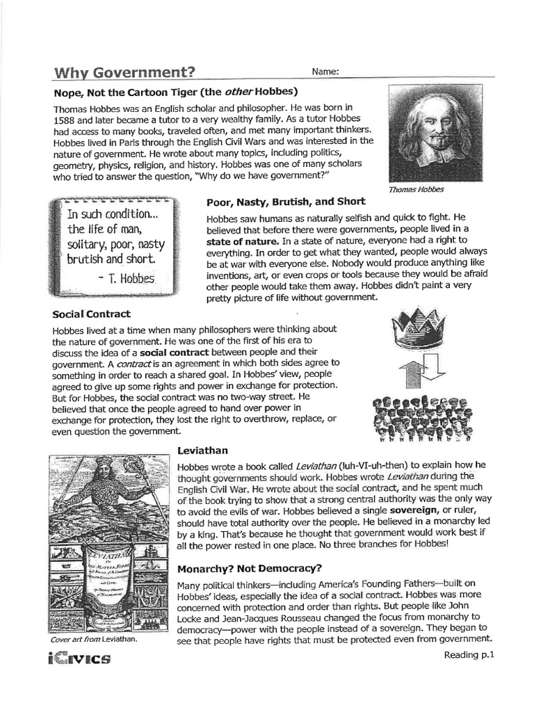 Hobbes - Locke Activ. Pages | PDF