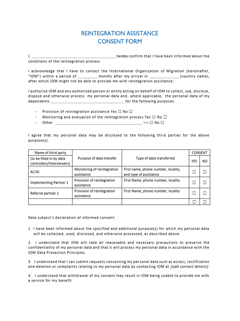 Consent Form-Iom en | PDF