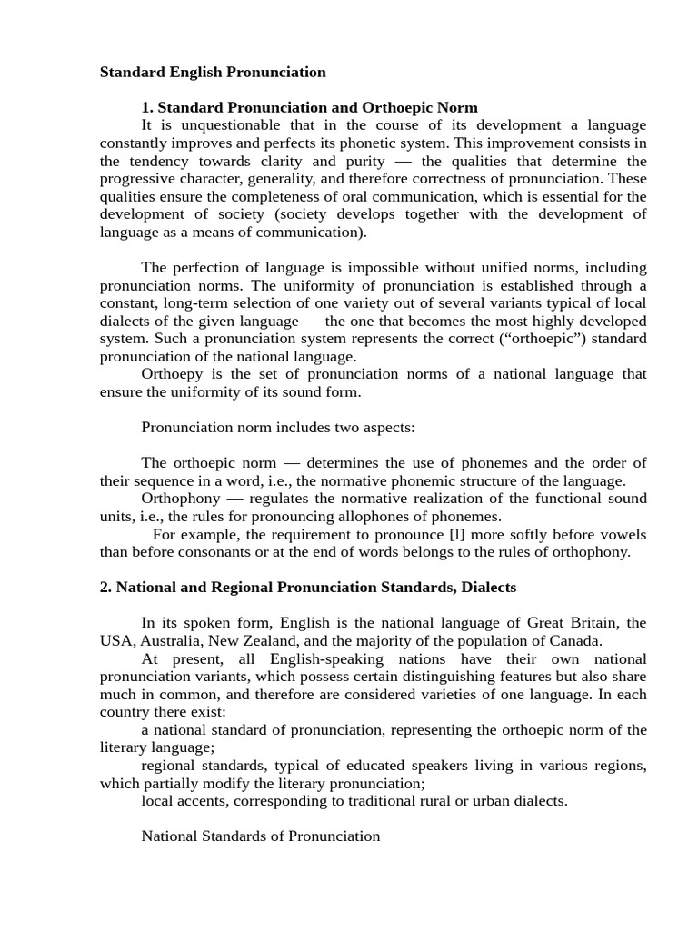 Standard English Pronunciation Guide | PDF | English Language | Linguistics