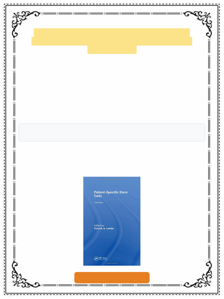 Patient Specific Stem Cells 1st Edition Lamba Full Ebook Release | PDF ...