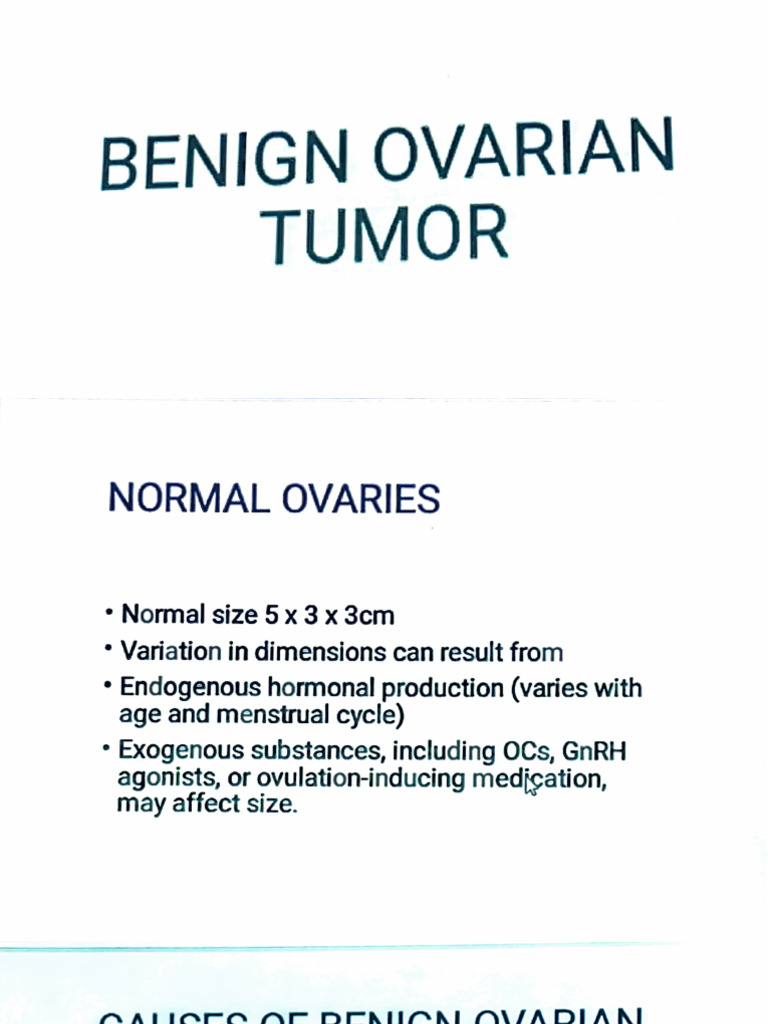 Benign Ovarian Tumor (Dr. Aparajita Ma'Am) | PDF