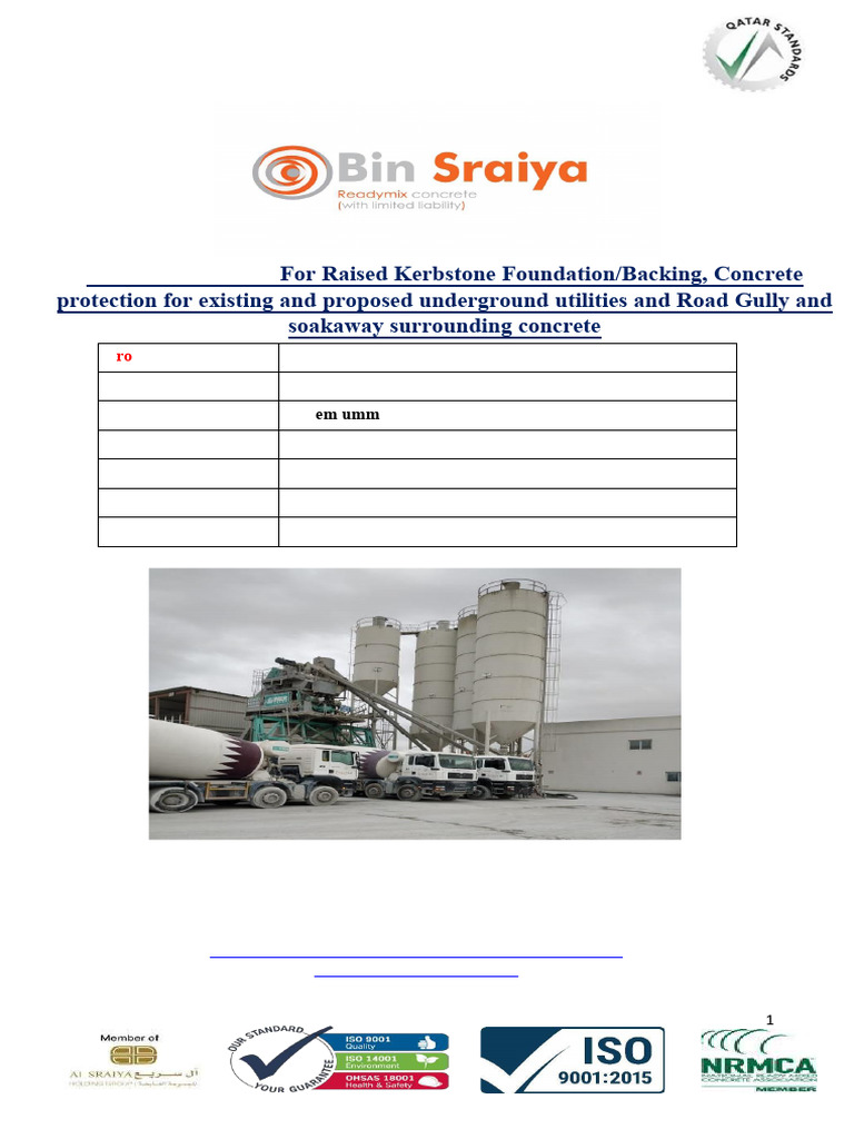Bin Siryah Ready Mix Material Submittal For SRC 20N - Raised Kerbstone ...