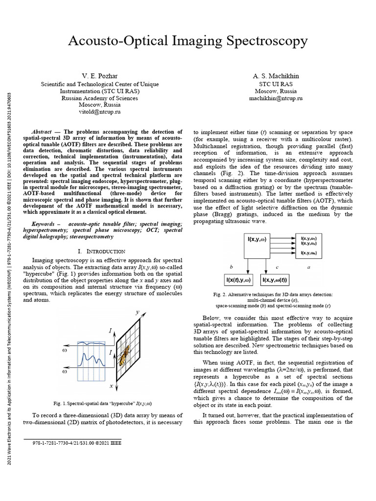 Acousto-Optical Imaging Spectroscopy Insights | PDF | Spectroscopy | Optics