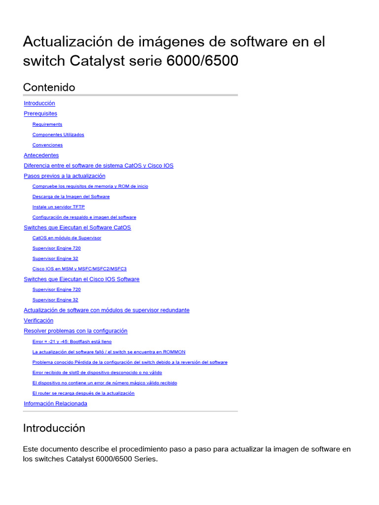 Actualización de Imágenes de Software en El Switch Catalyst Serie 6000 ...