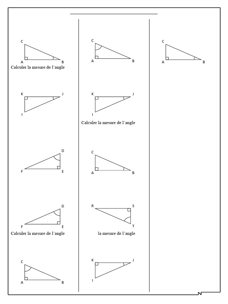 Exercices de triangles rectangles 4D | PDF | Géométrie euclidienne ...