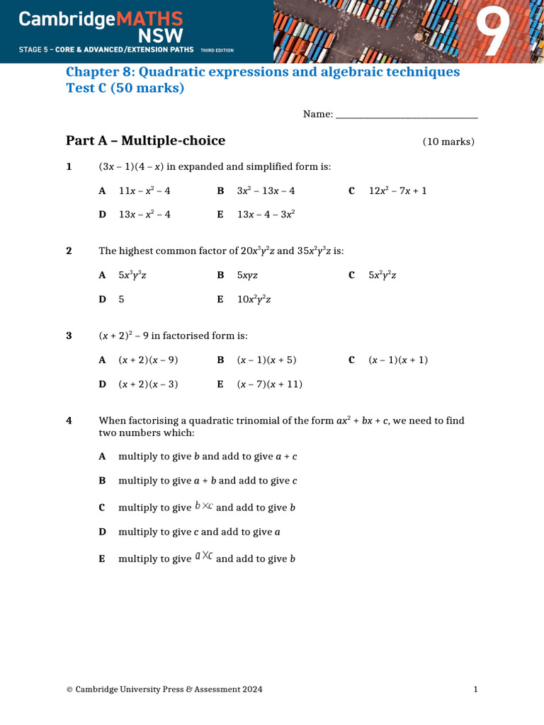 Chapter Test 08C | PDF | Area | Abstract Algebra