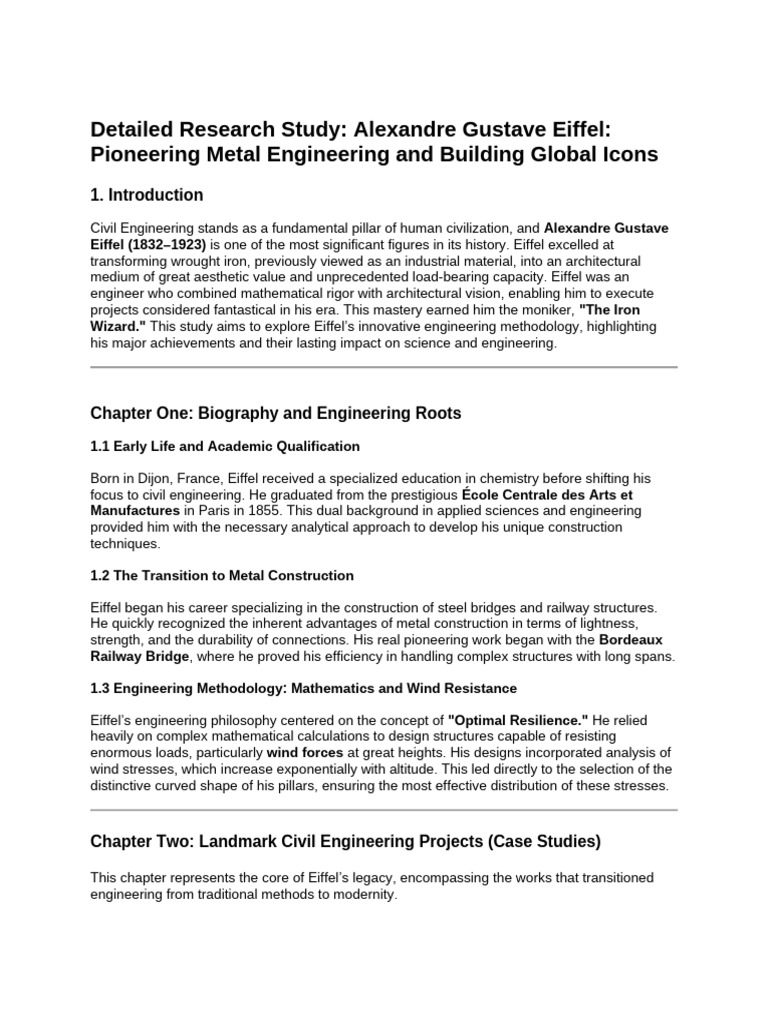 Detailed Research Study - Alexandre Gustave Eiffel - Pioneering Metal ...