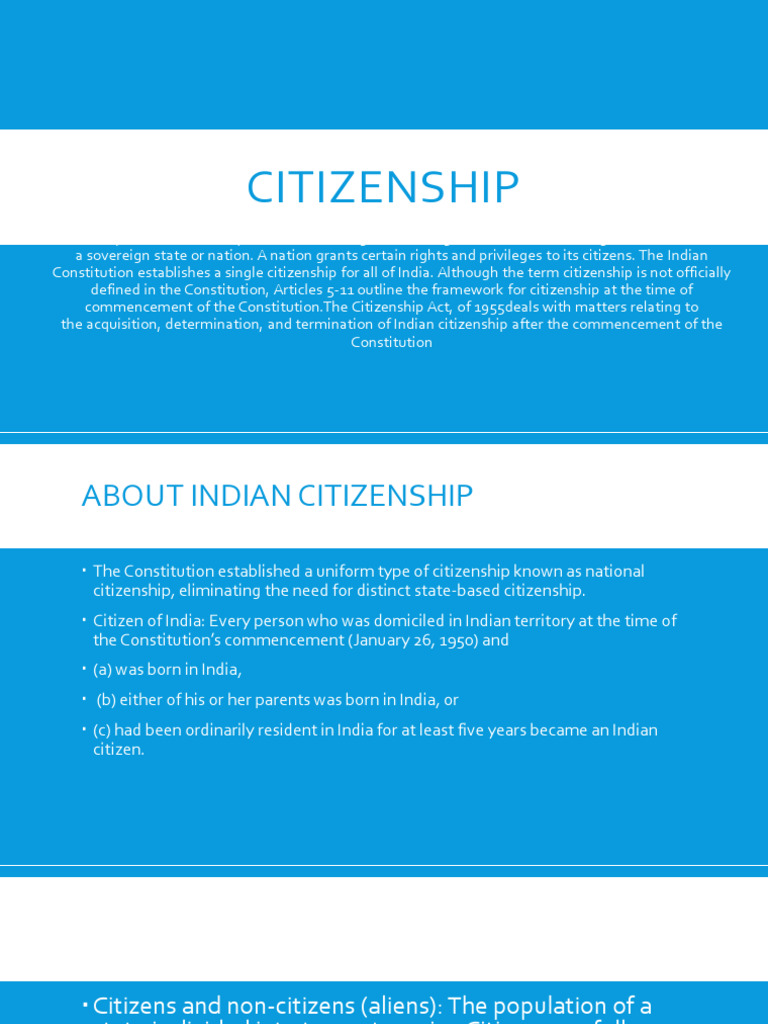 Overview of Indian Citizenship Laws | PDF | Citizenship | Naturalization