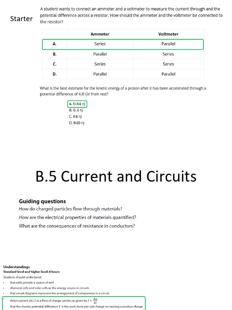 B5 - Current and Circuits Lesson 2 (Student 2025) | PDF | Voltage ...