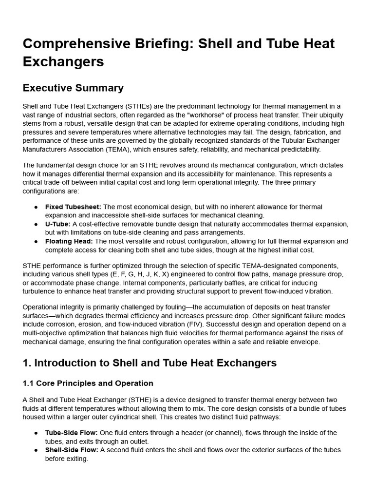 Comprehensive Briefing _ Shell and Tube Heat Exchangers-1 | PDF | Heat ...