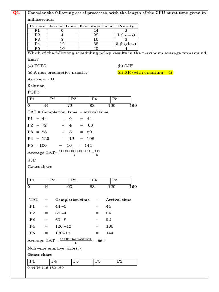 Advanced Operating System Solution - 2022 | PDF | Scheduling (Computing ...