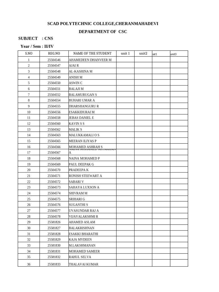 SCAD Polytechnic College Student List | PDF