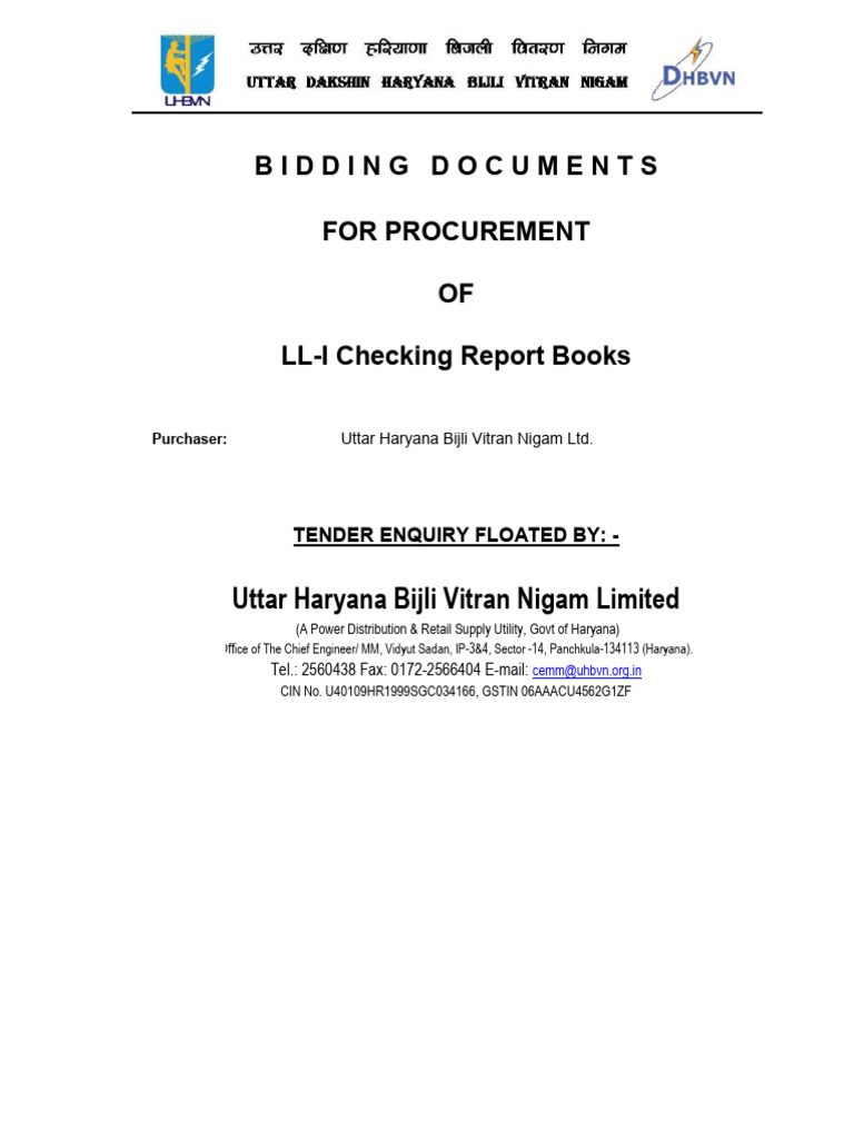 Bidding Document For Procurement of LL-I Checking Report Books | PDF ...