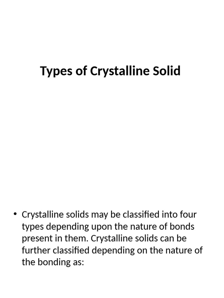 Types of Crystalline Solid | PDF