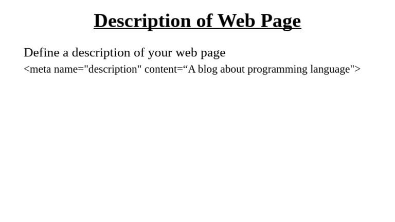 Adding Description of The Web Page | PDF