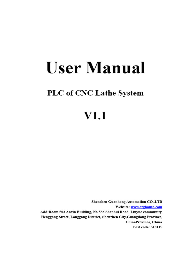 CNC Lathe PLC User Manual V1.1 | PDF | Programmable Logic Controller ...