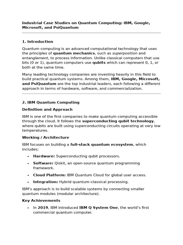Industrial Case Studies On Quantum Computing | PDF | Quantum Computing ...