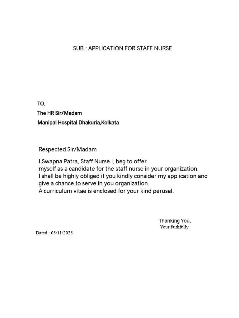Application For Staff Nurse | PDF