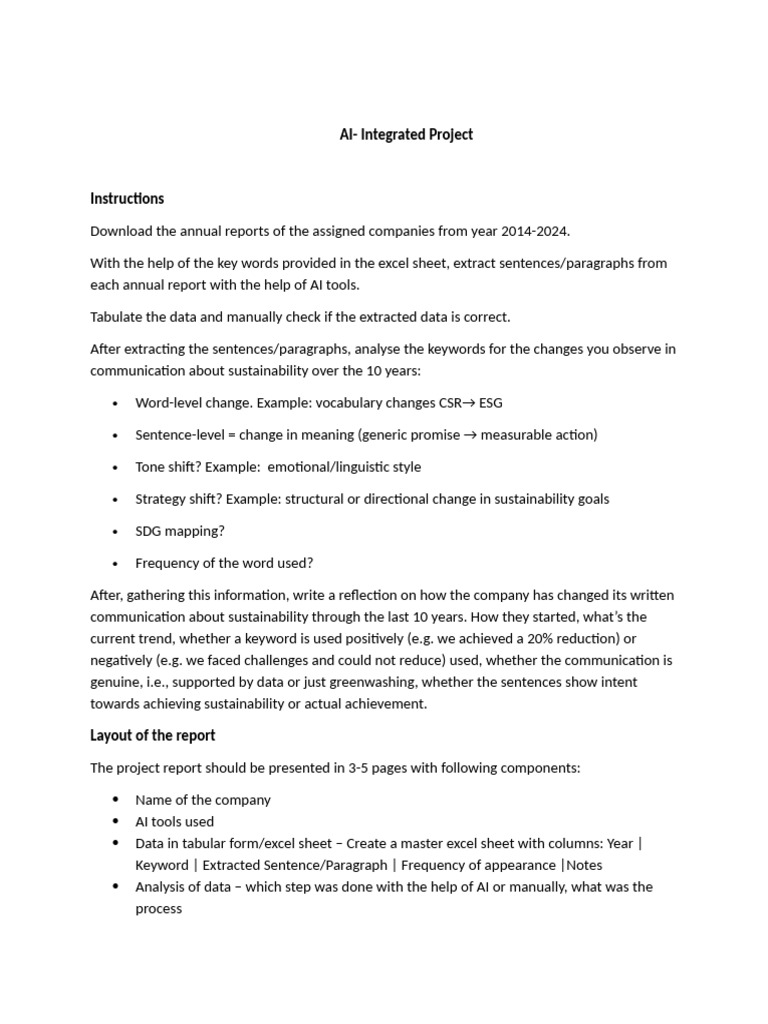 AI Integrated Project_Business Writing_Instructions | PDF