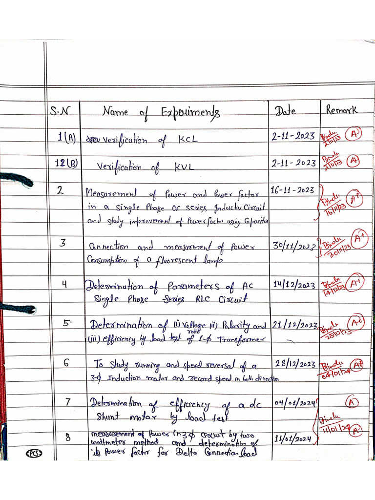 Btech Electrical File | PDF