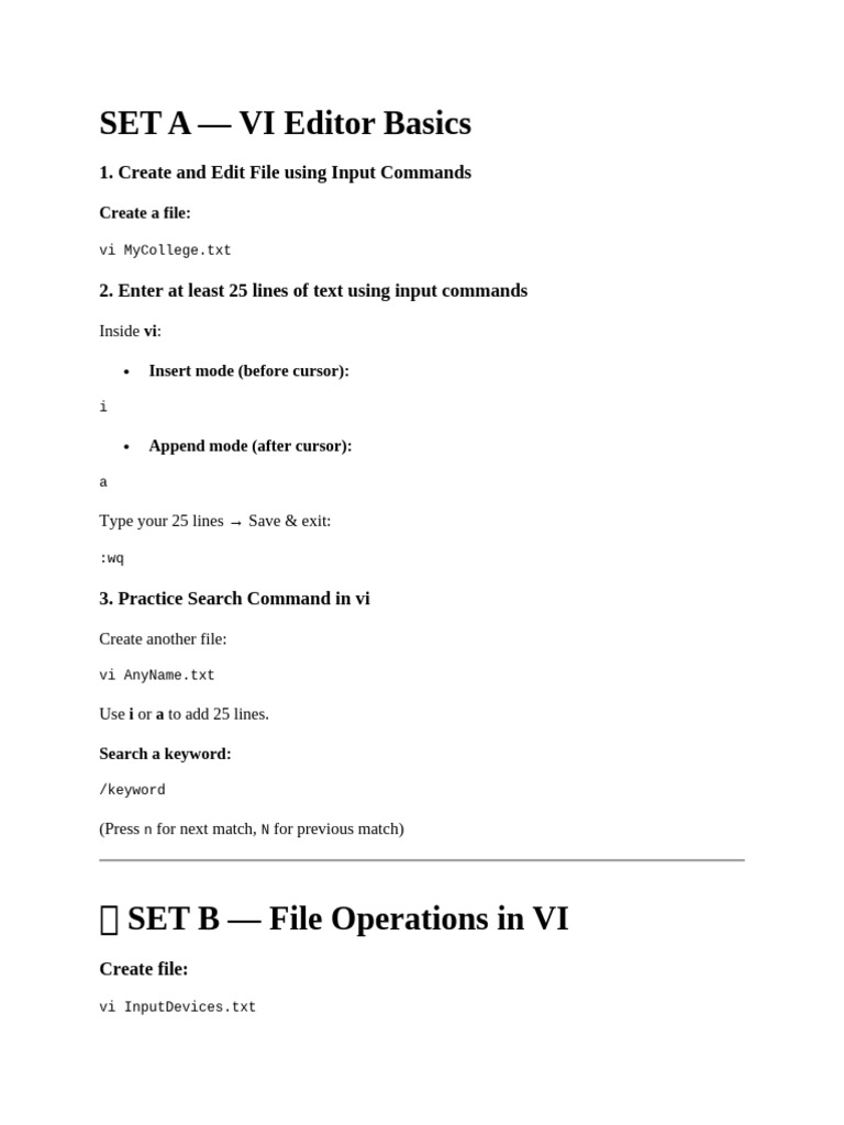 VI Editor Basics and Commands Guide | PDF