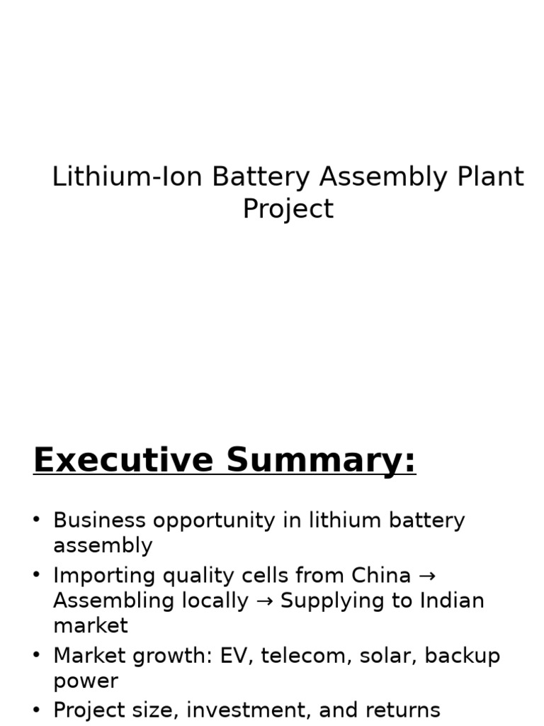 Lithium-Ion Battery Assembly Plant Overview | PDF | Lithium Ion Battery ...