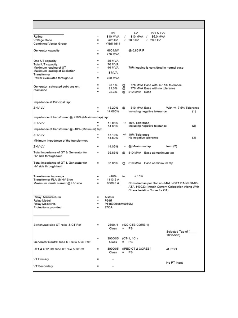 Transformer Relay Configuration & Settings | PDF | Transformer ...