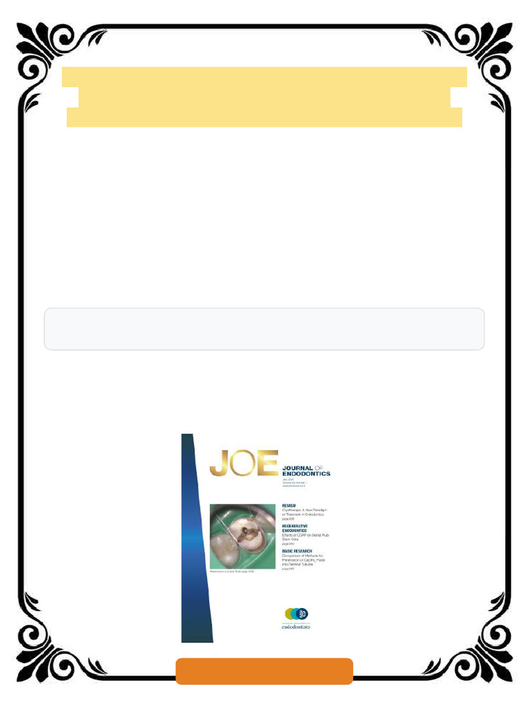 Journal of Endodontics June 2020 Volume 46 Issue 7 1st Edition by The ...