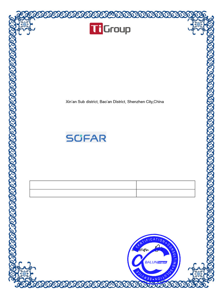 SOFAR+255KTL-HV_Certificate_IEC+60255-27_2023-06-02_en-INT | PDF