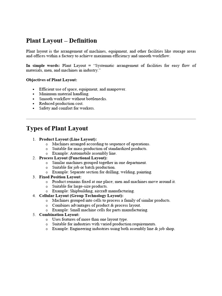 Understanding Plant Layout Types and Benefits | PDF