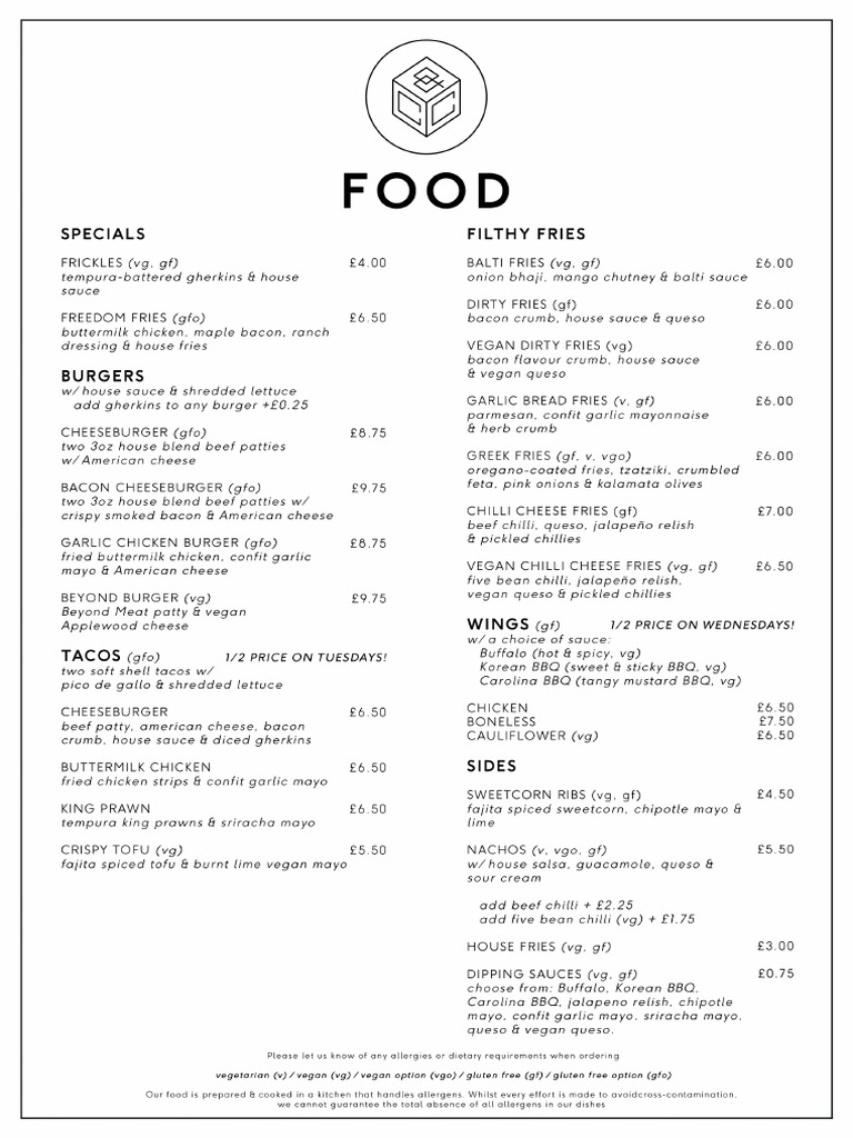 Birmingham Menu | PDF