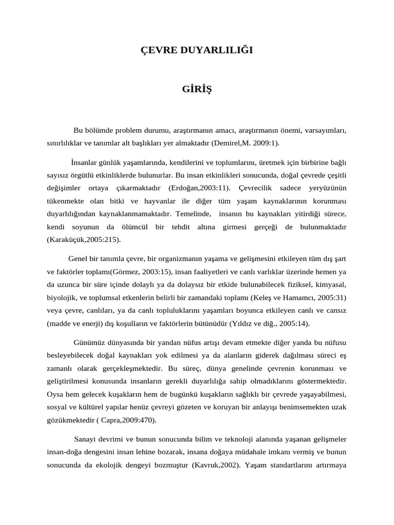 Çevre Duyarliliği Tez Ve Makale Sayin Yasin İşler Sayin Hikmet Güven | PDF