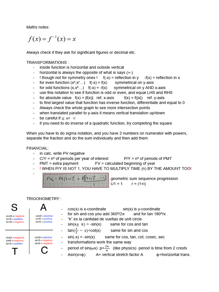 Maths Notes | PDF