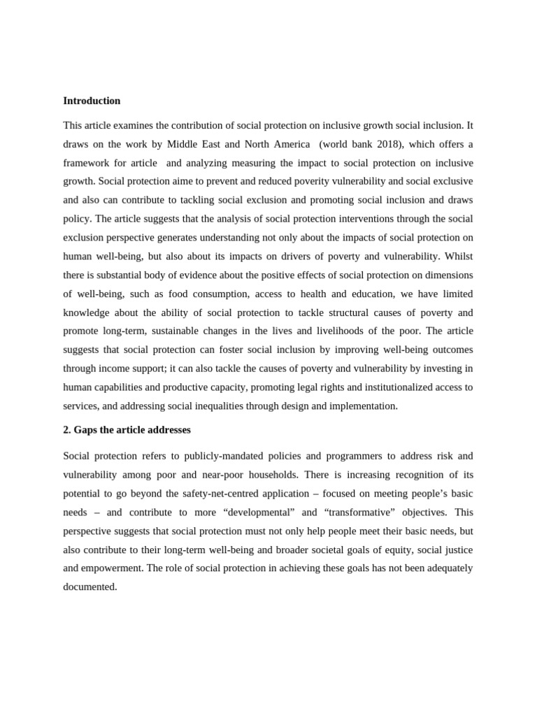 Social Protection's Role in Inclusive Growth | PDF | Social Protection ...