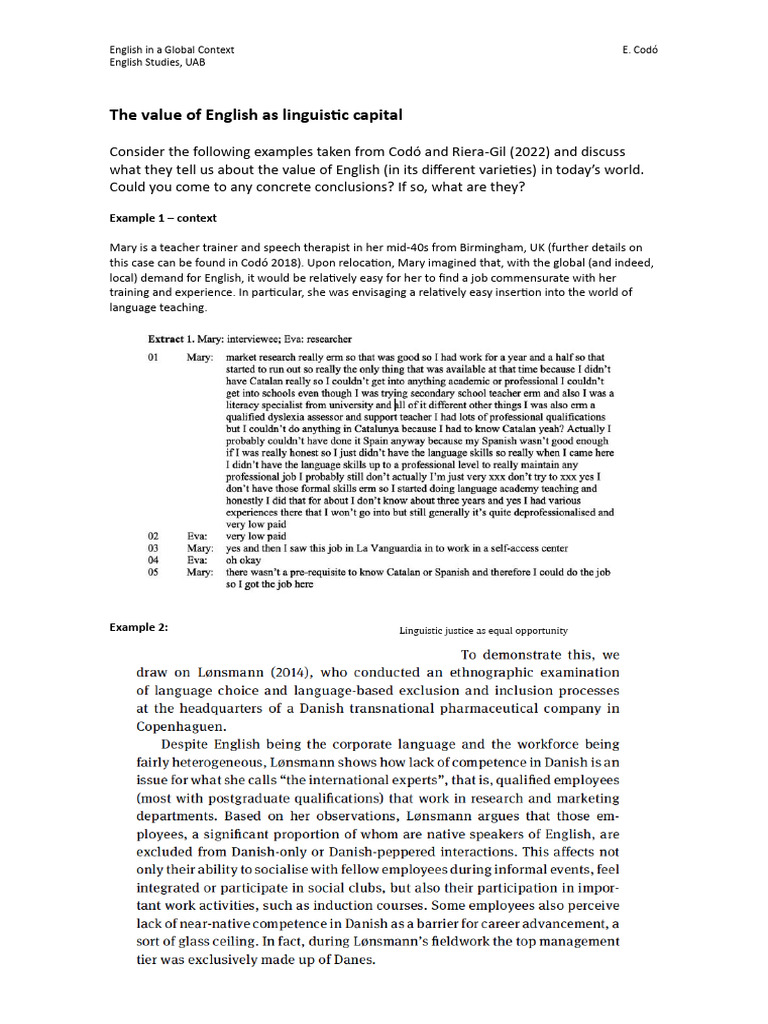 Ho_values of English as Linguistic Capital | PDF