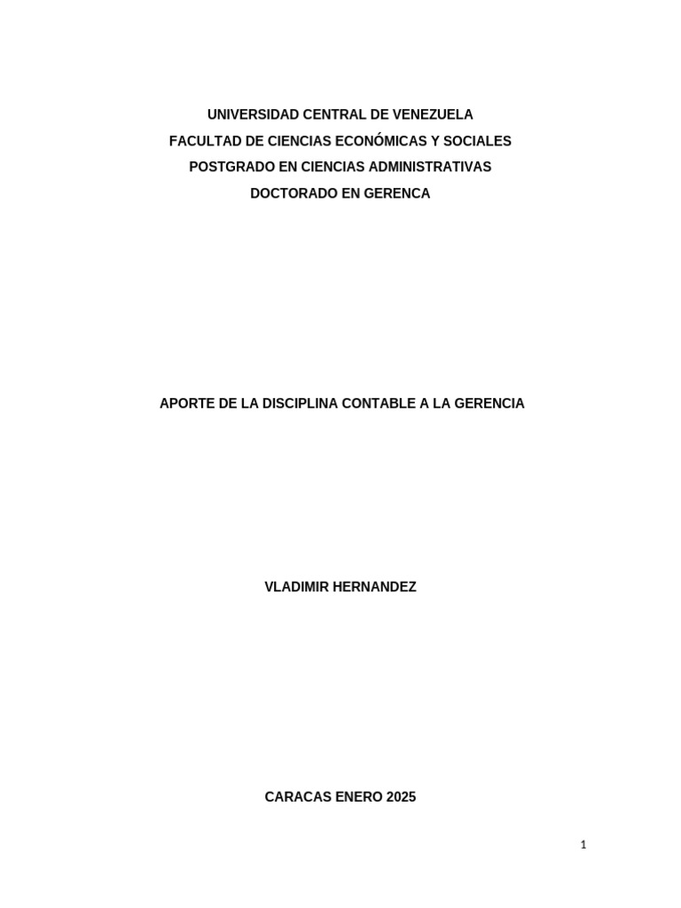 Aporte de La Disciplina Contable a La Gerencia Enero 2025 | PDF ...
