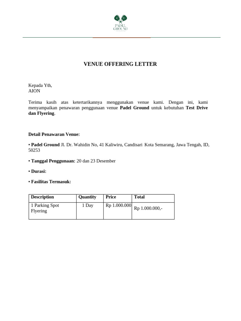 Venue Offering Letter - Aion (2) | PDF