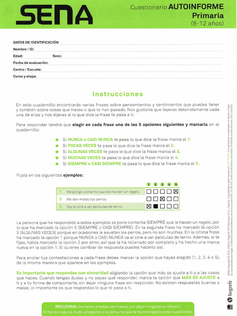 Autoinforme Primaria 8-12 | PDF | Las emociones | Conceptos psicologicos